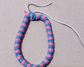 Blue and Pink String Bracelet With Adjustable Tie - Etsy