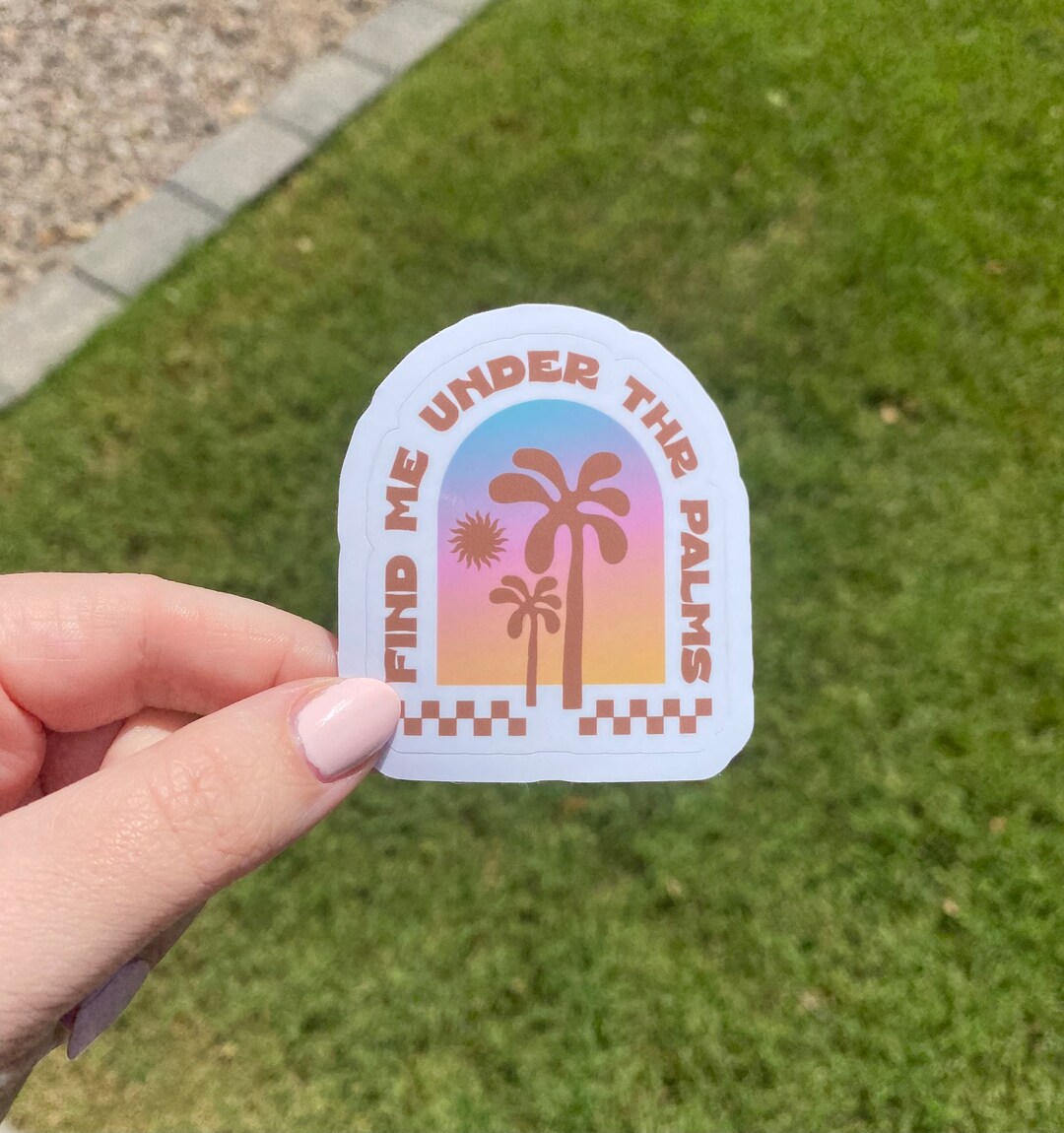 Palm Tree Summer Aesthetic Sticker Cute Quote Glossy Vinyl Sticker for ...