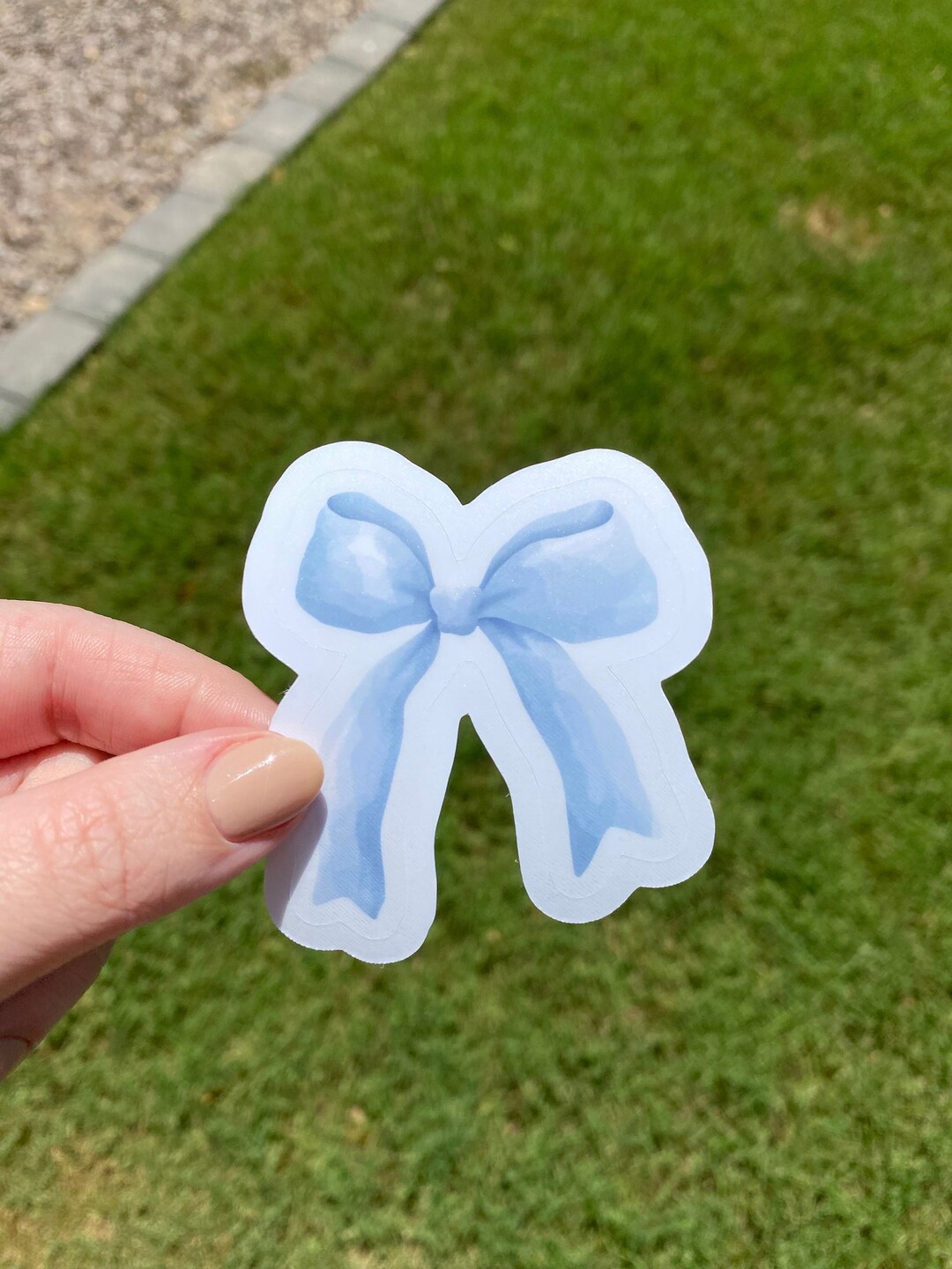 Blue Bow Sticker for Phone, Holographic Laptop Decal, Girl Bow Sticker ...