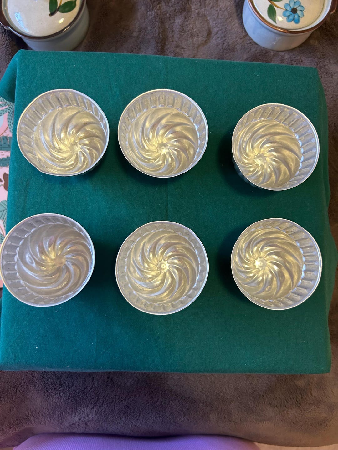 Set of Six Vintage Aluminum Dome Jello Molds | Fluted Metal Twist Molds ...