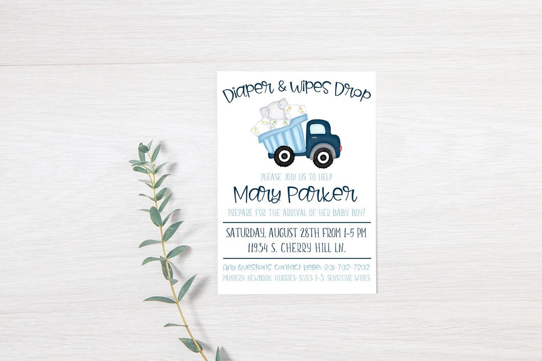 Diaper Drop Baby Shower Invitation, Diaper Shower Invitation, Boy Baby ...