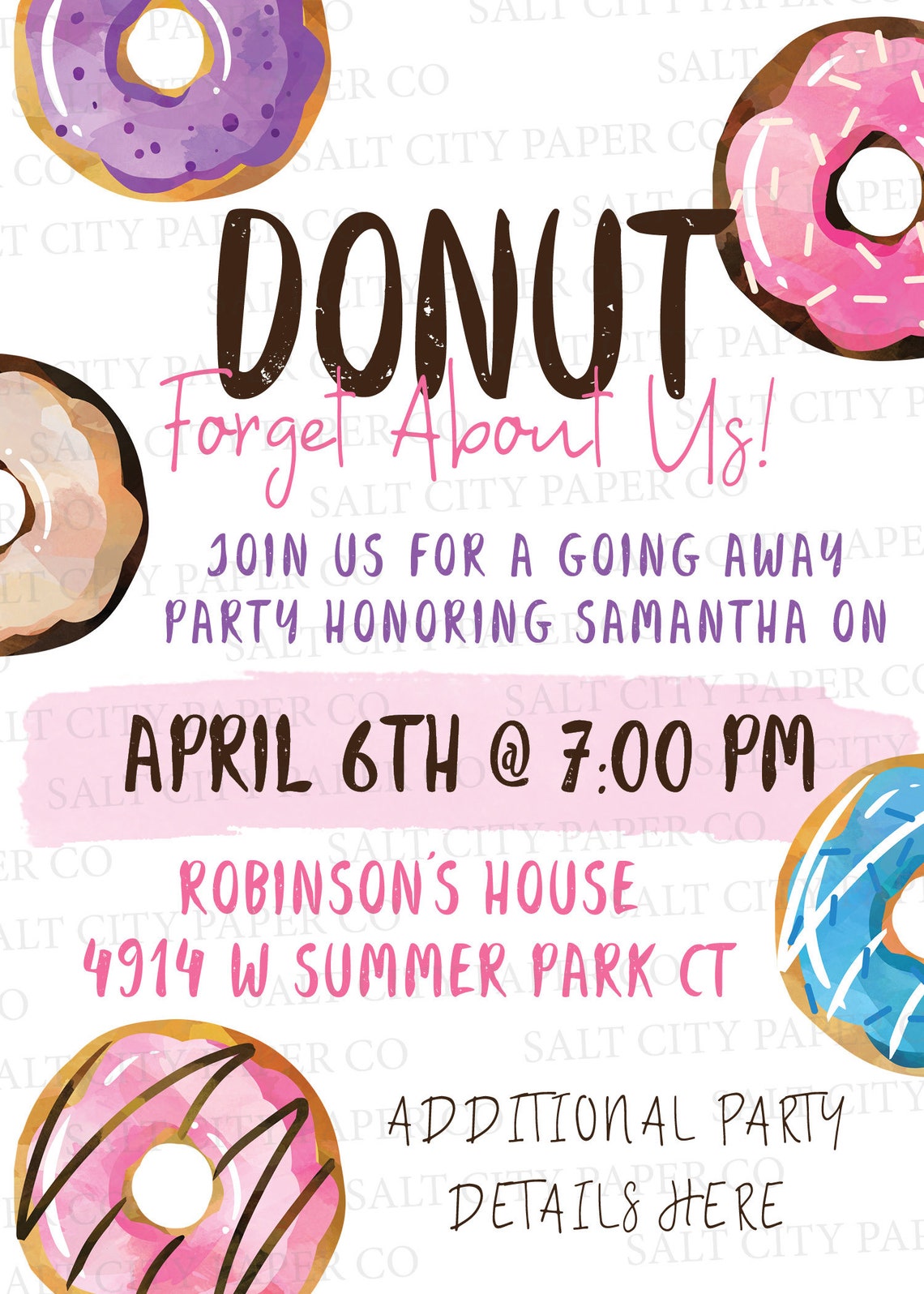 Donut Forget About Us Invitation, Going Away Party Invite, Donut Party ...