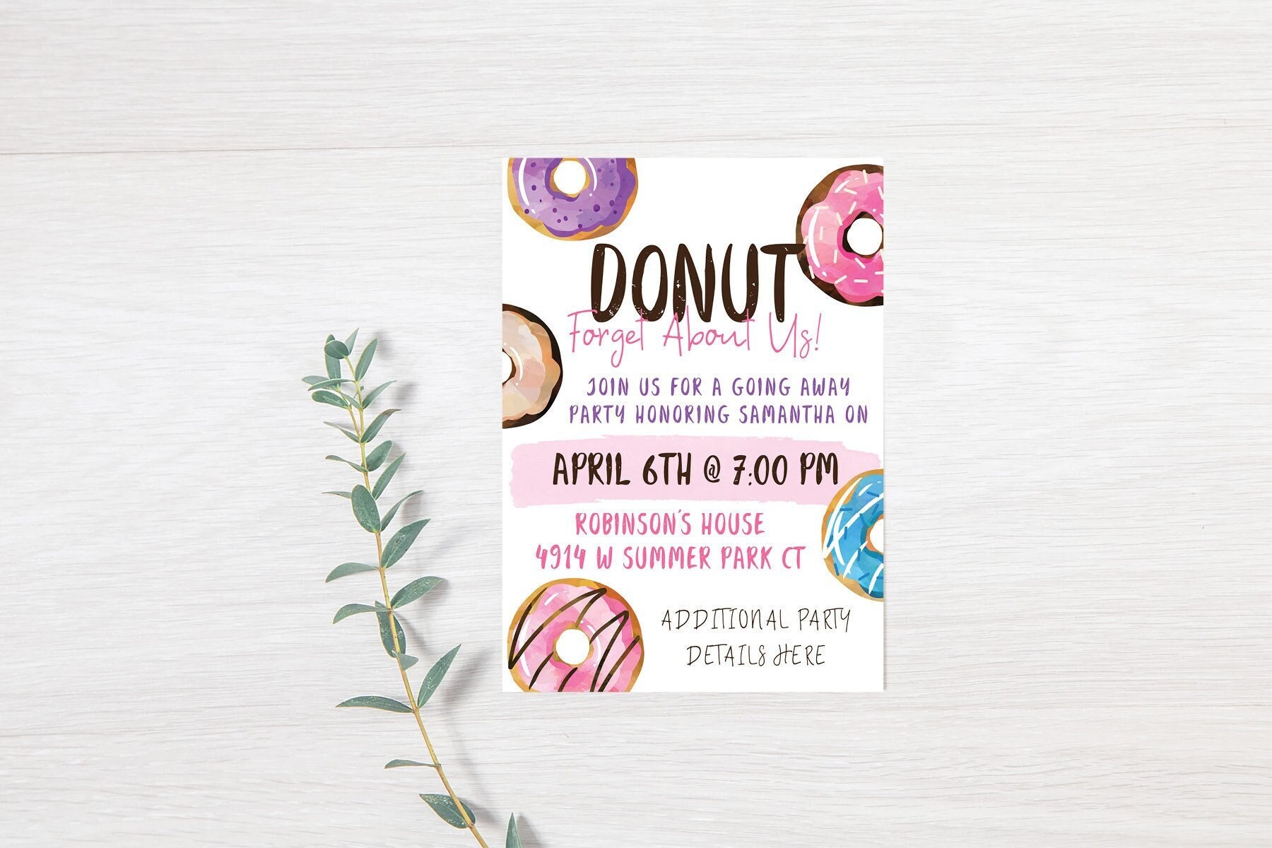 Donut Forget About Us Invitation, Going Away Party Invite, Donut Party ...