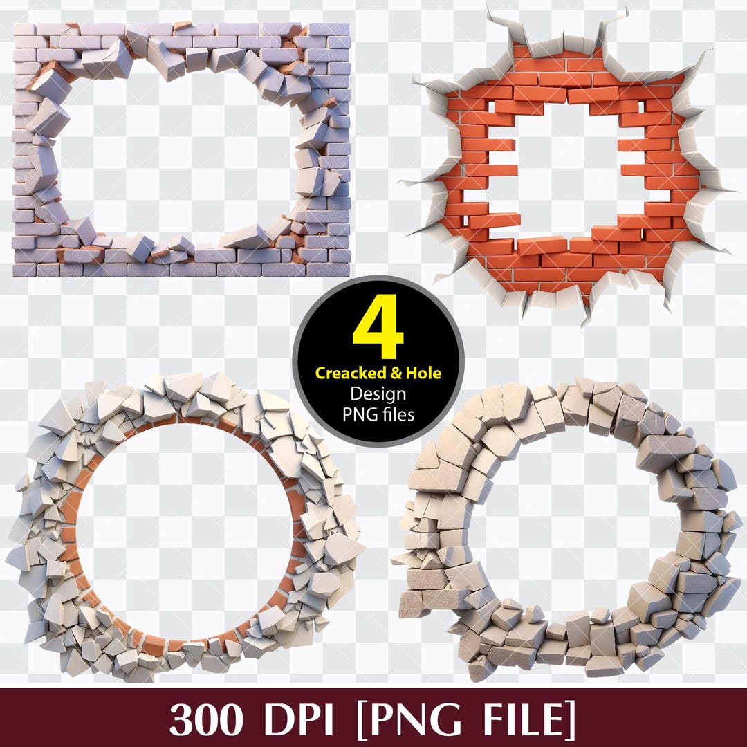 3D Cracked Wall PNG, 3D Hole in Cracked Wall Png, Cracked Wall Png ...