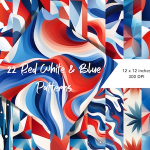 Red, White, and Blue Seemless, 22 Patterns, Scrapbooking, Commercial ...