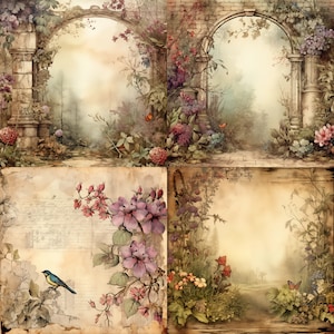 Scrapbook Paper Enchanted Garden Birds and Butterflies - Etsy