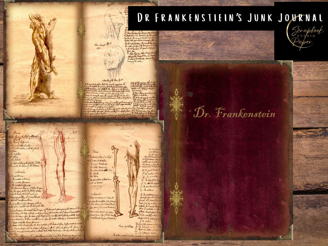 Frankenstein Junk Journal, Junk Journal Kit, Halloween Journal, Vintage ...