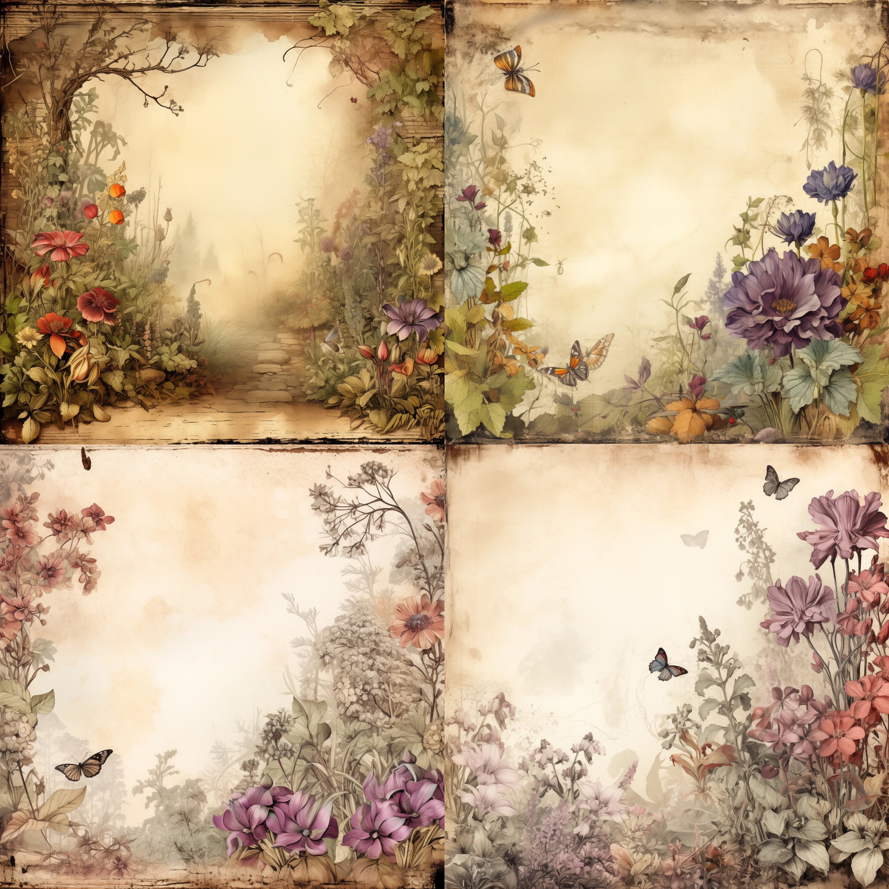 Scrapbook Paper Enchanted Garden Birds and Butterflies - Etsy