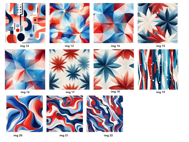 Red, White, and Blue Seemless, 22 Patterns, Scrapbooking, Commercial ...
