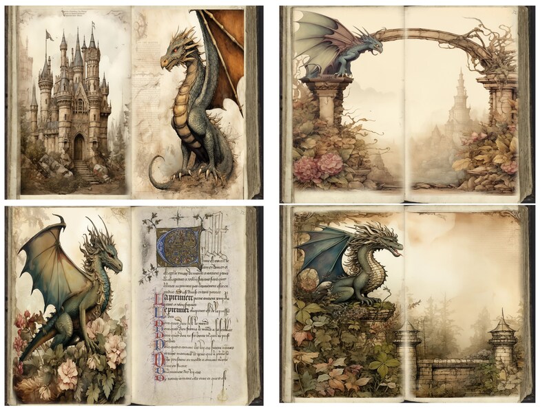 Dragon Fantasy Worldjunk Journal, Dragon Journal, Junk Journal Kit ...