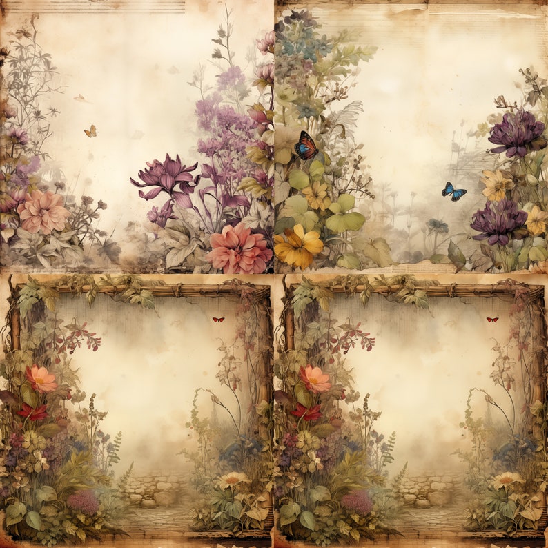 Scrapbook Paper Enchanted Garden Birds and Butterflies - Etsy