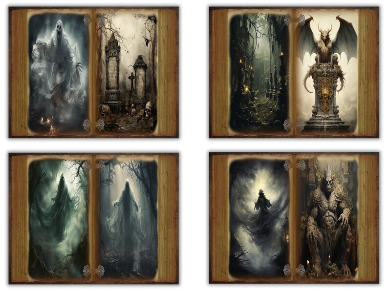 Dark Gothic Enchanted Garden, Scary Halloween Digital Art, Junk Journal ...