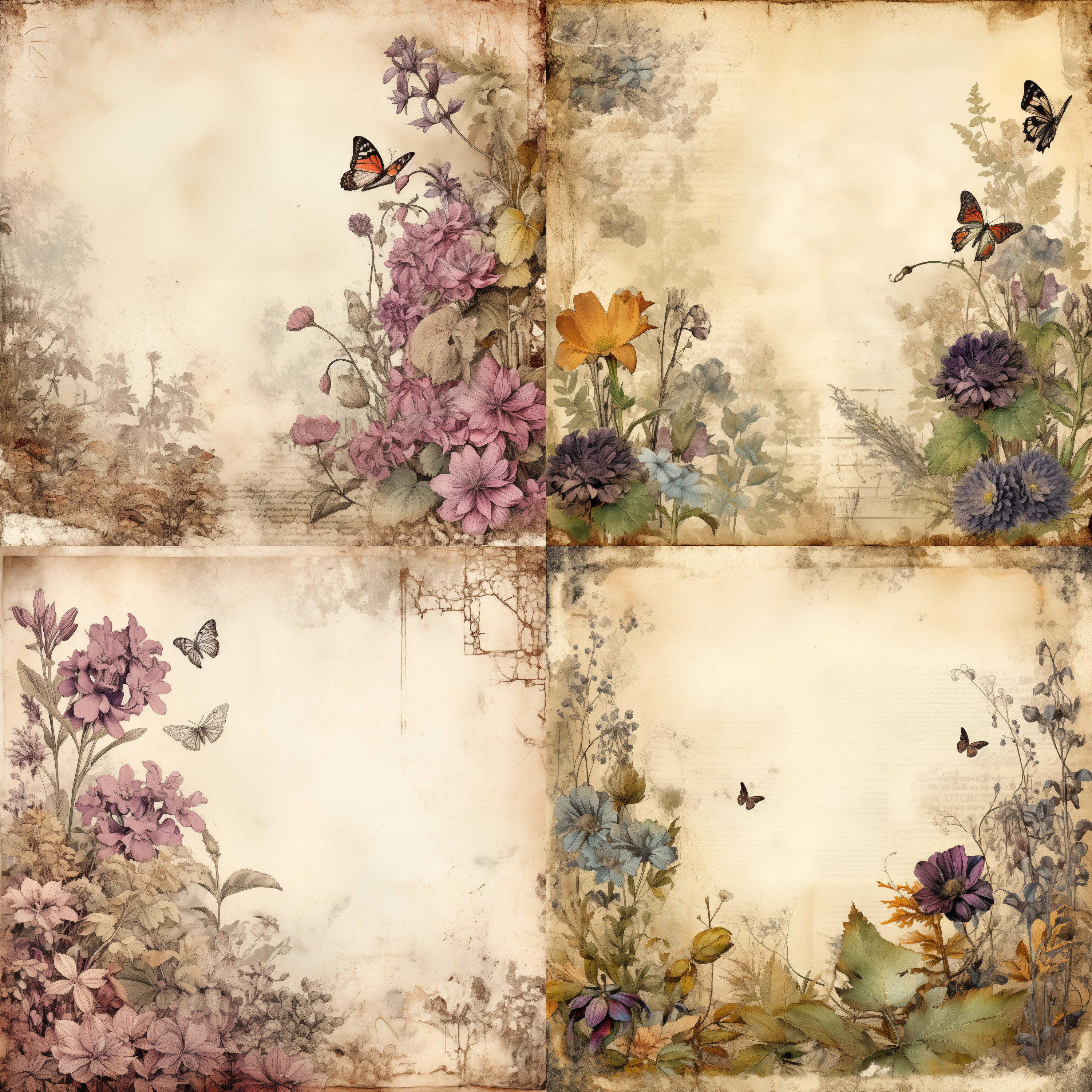 Scrapbook Paper Enchanted Garden Birds and Butterflies - Etsy