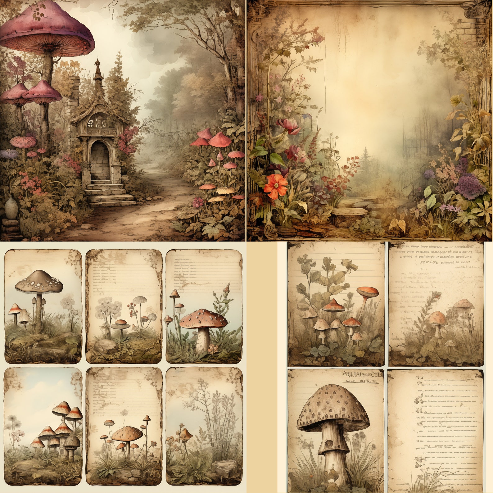 29 Enchanted Fairytale Mushroom Garden Scrapbook Paper - Etsy