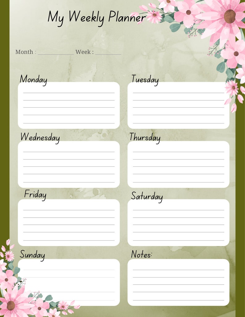 My Weekly Planner Weekly Planner Printable to Do List, Weekly Agenda ...