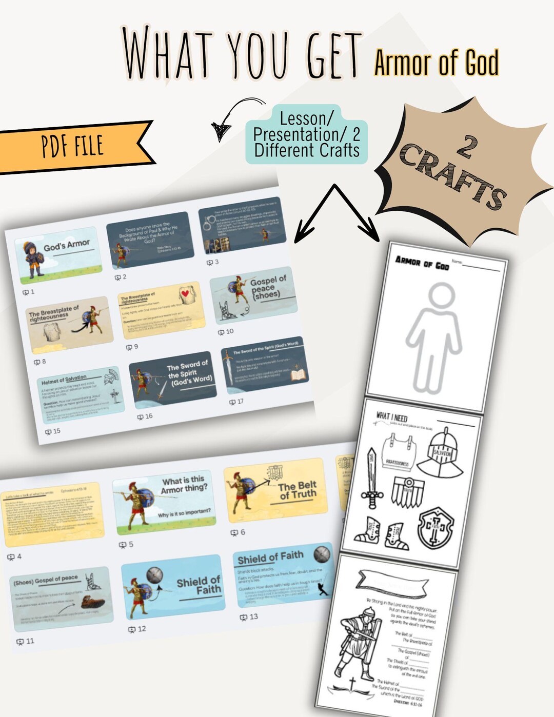 Armor of God Sunday School Lesson | Crafts & Worksheet (PDF) - Etsy