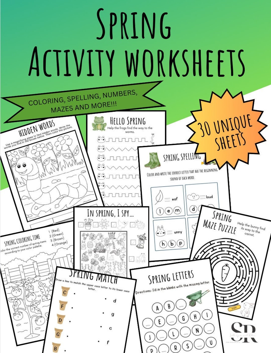 SPRING Time Activity Worksheets Pack (30 Pages) PK, P. - Etsy