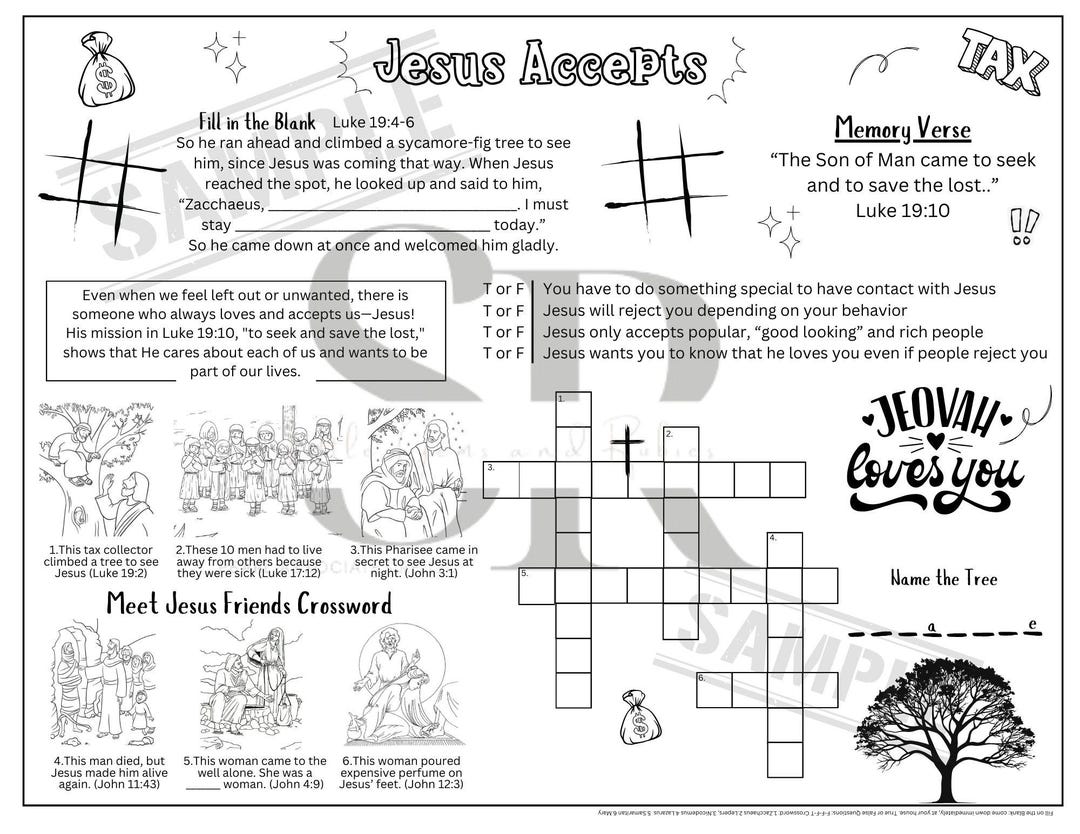 Zacchaeus Bible Worksheet | Sunday School Activity (PDF Download) - Etsy