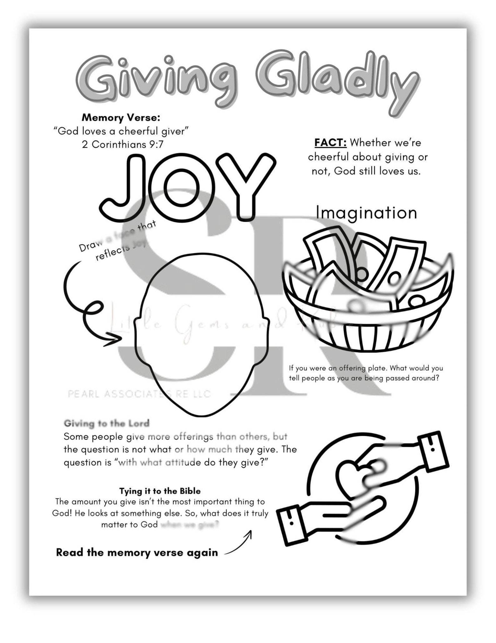 Sunday School Worksheet_sunday School Activity Sheet_the Joy of Giving ...