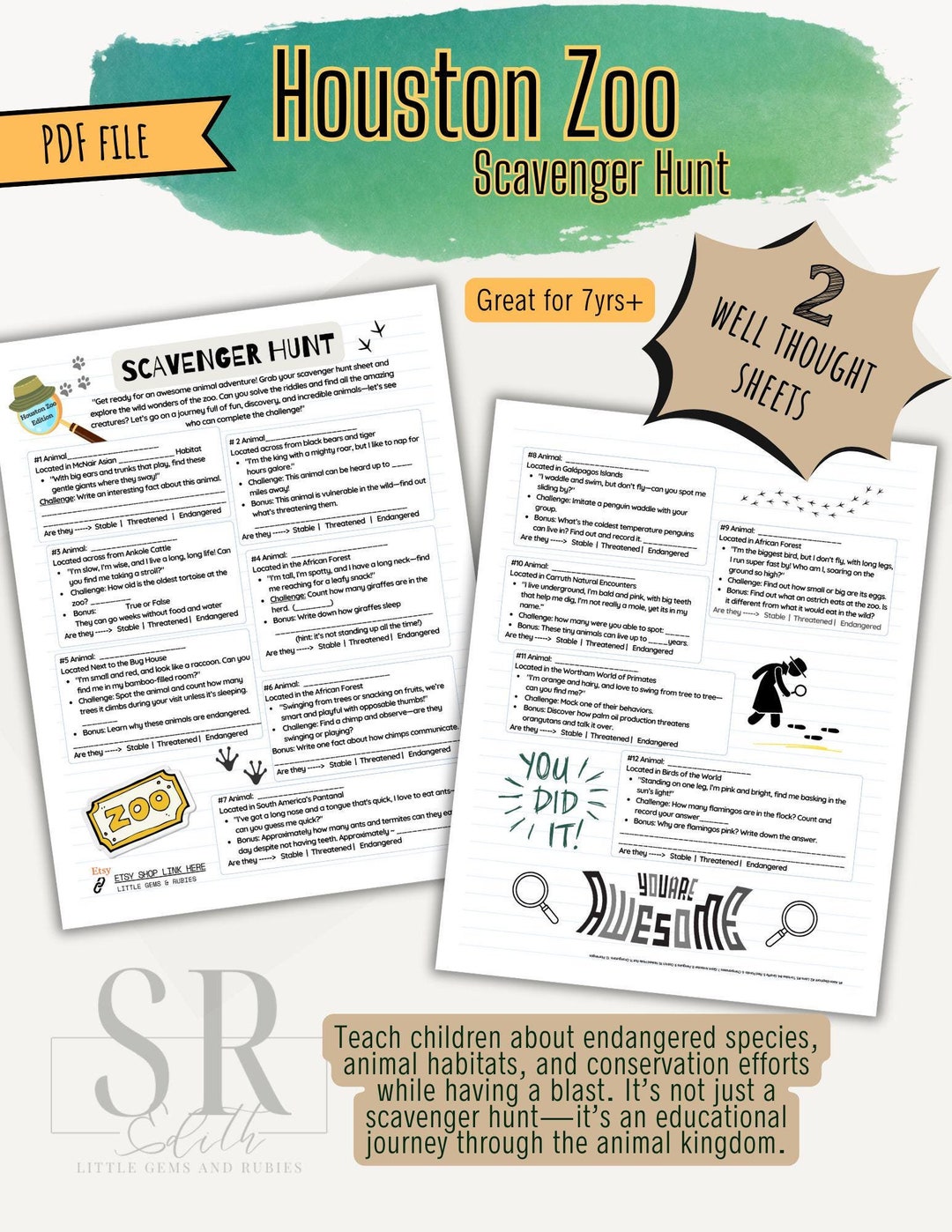 Zoo Scavenger Hunt With Riddles | Kids & Families (printable PDF) - Etsy