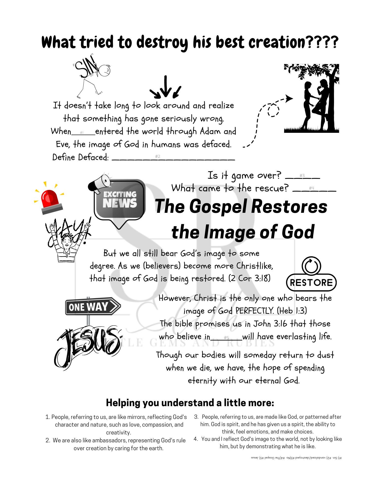 Created in God's Image Lesson Worksheet. Sunday School Activity Sheet ...