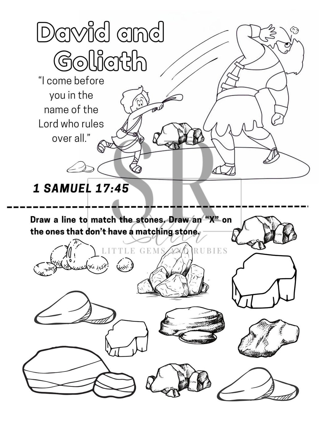 David and Goliath Worksheet. Sunday School Activity Sheet. David ...
