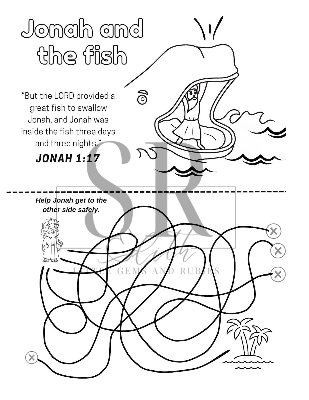 Jonah and the Fish Worksheet, Sunday School Activity (PDF) - Etsy
