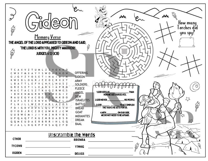 Gideon Worksheet,judges Bible Lesson, Sunday School Sheet Coloring (PDF ...