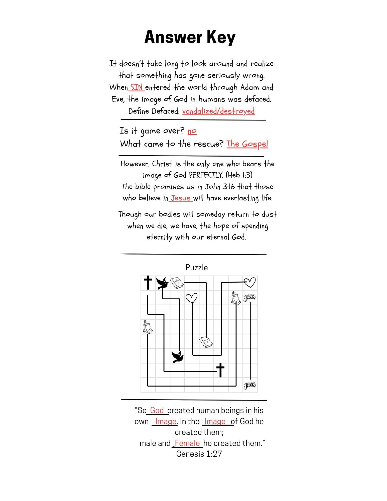 Created in God's Image Lesson Worksheet. Sunday School Activity Sheet ...