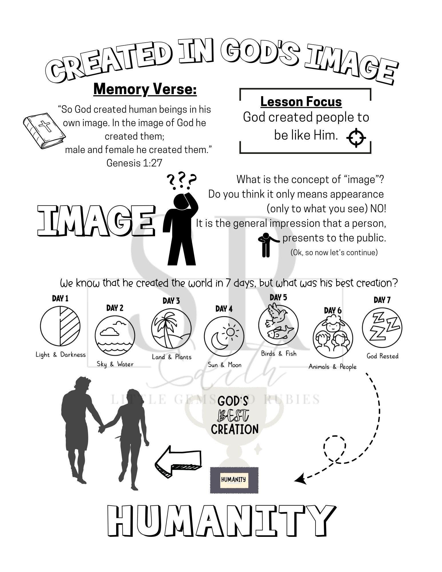 Created in God's Image Lesson Worksheet. Sunday School Activity Sheet ...