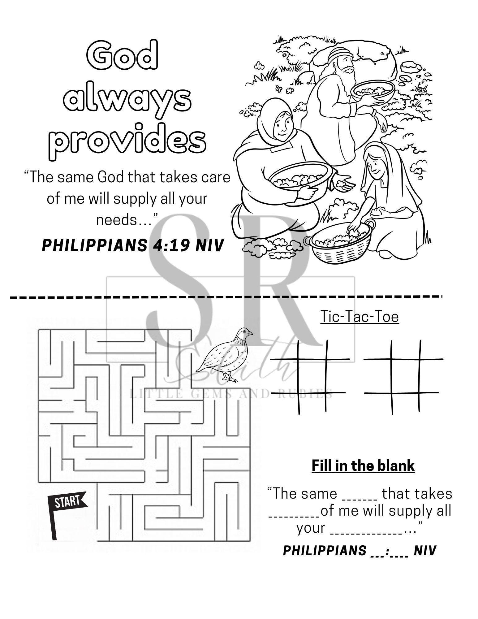 God Feeds Israelites in the Wilderness Worksheet. Sunday School ...