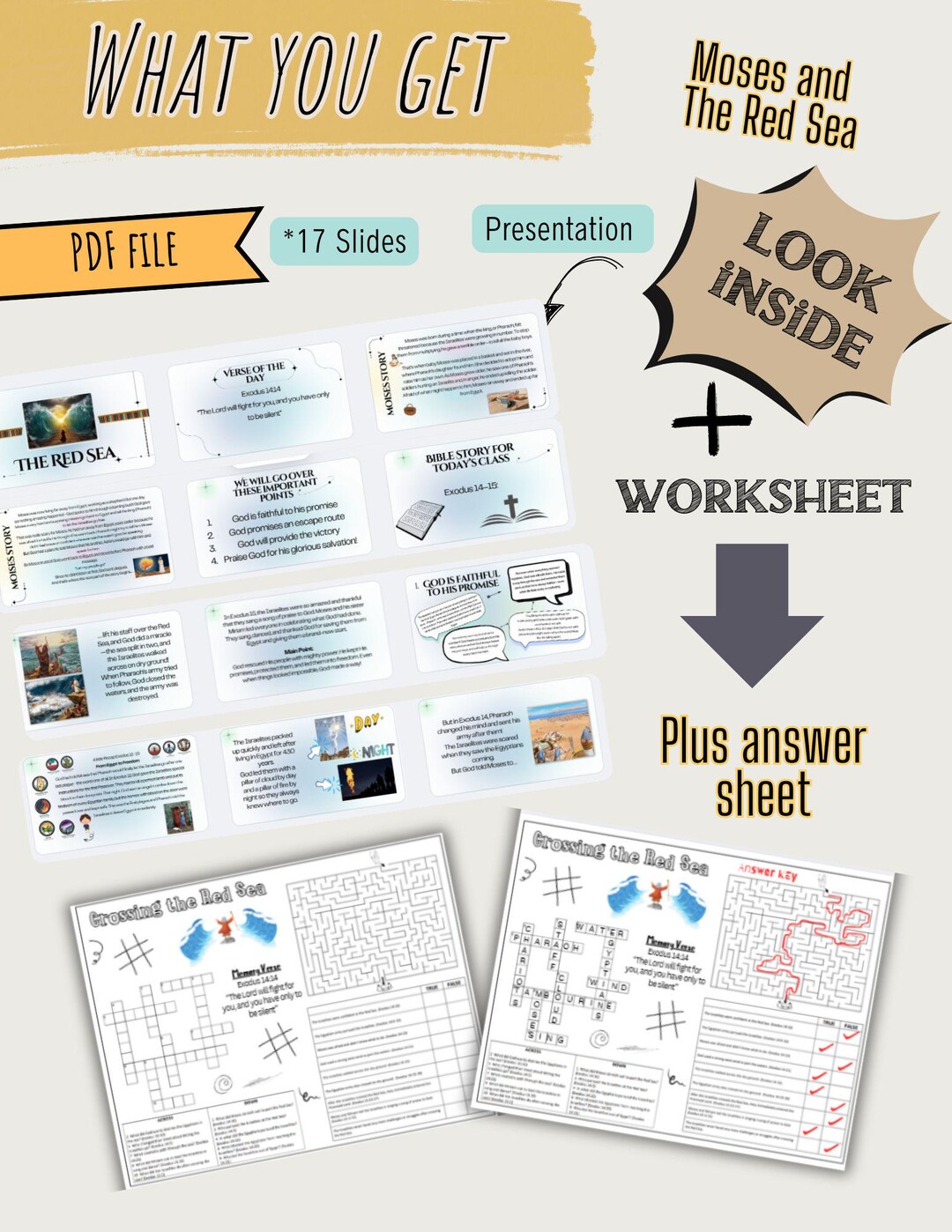 Moses and the Red Sea Lesson | Sunday School Presentation, Worksheet ...