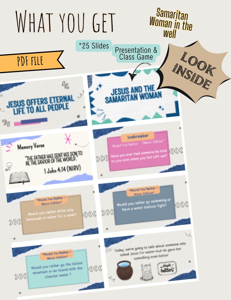 Samaritan Woman Bible Lesson | Sunday School PDF, Interactive Worksheet ...