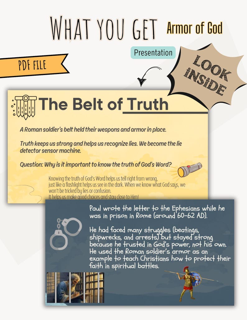 Armor of God Sunday School Lesson | Crafts & Worksheet (PDF) - Etsy