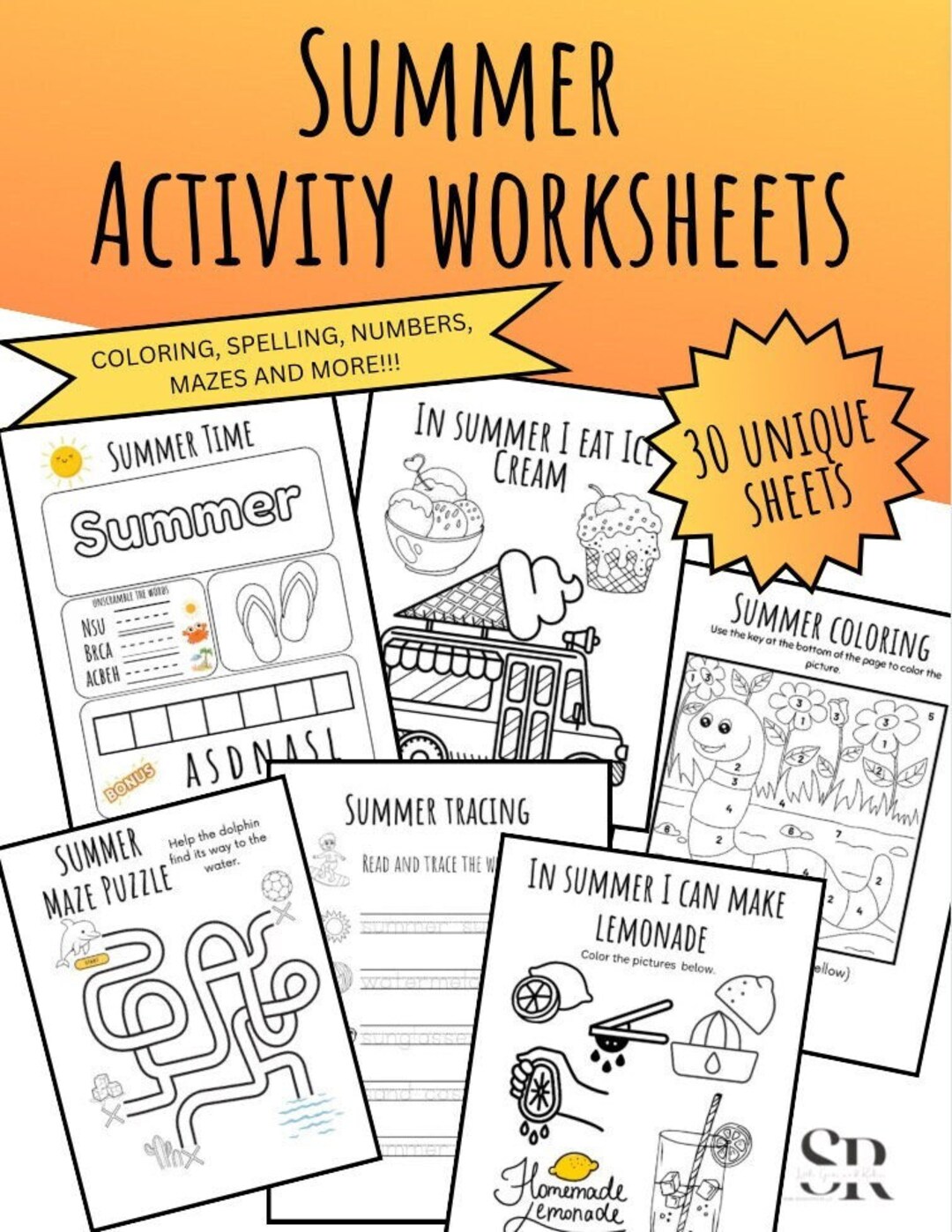 Summer Time Activity Worksheets Pack (30 Pages) PK, P. - Etsy
