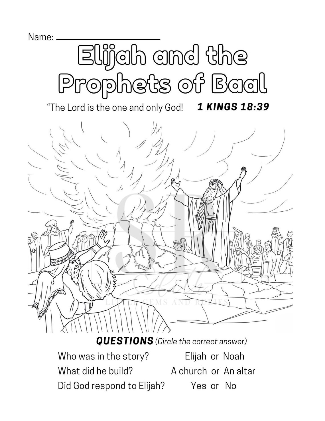 Elijah and the Prophets of Baal Worksheet. Sunday School Activity Sheet ...