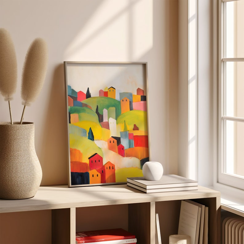 Colorful Houses Painting Art, Maximalist Wall Art, Maximalist Decor ...