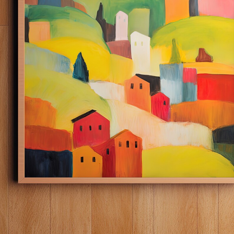 Colorful Houses Painting Art, Maximalist Wall Art, Maximalist Decor ...