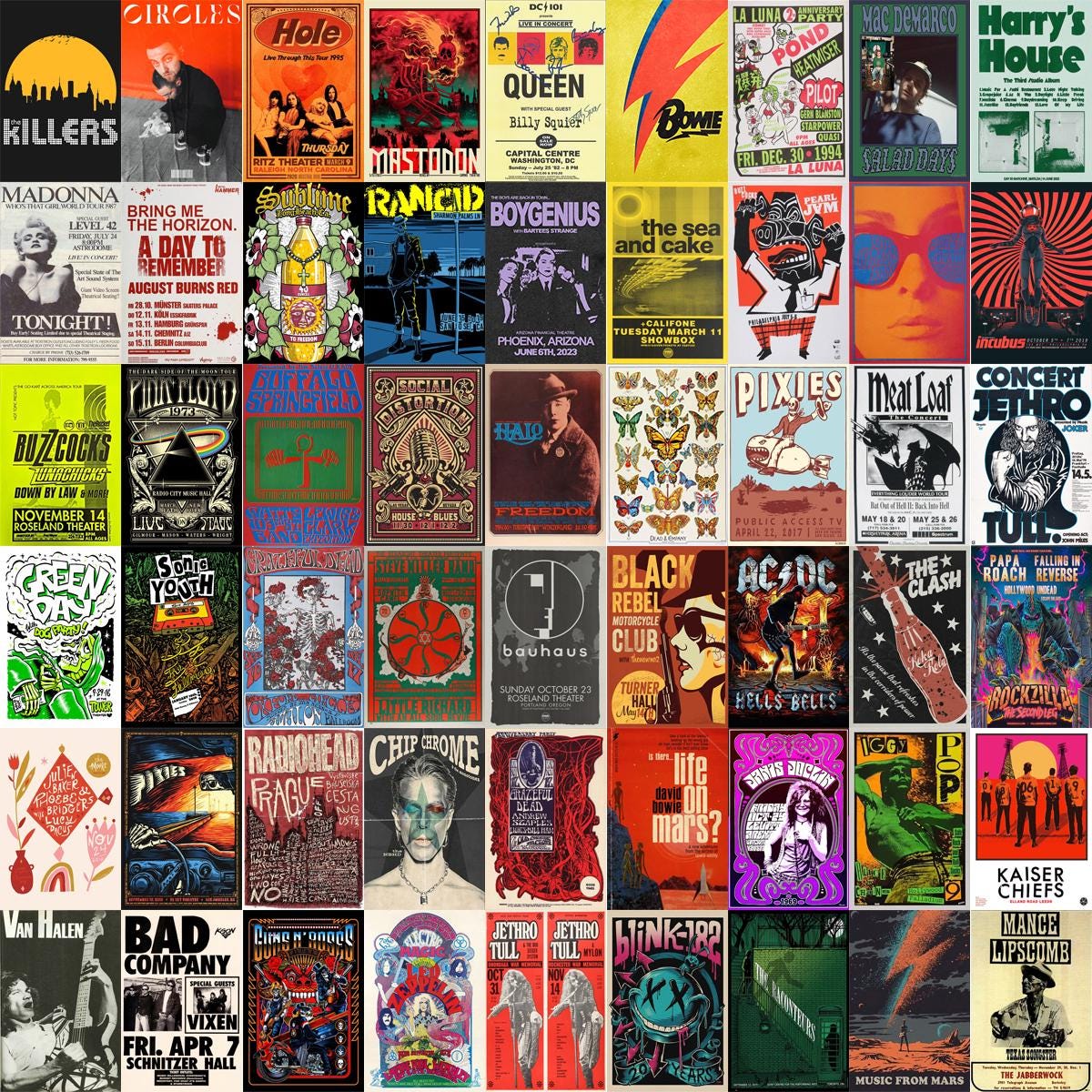 700+ Vintage Music Posters Wall Collage Kit, Rock Punk Band Concert ...