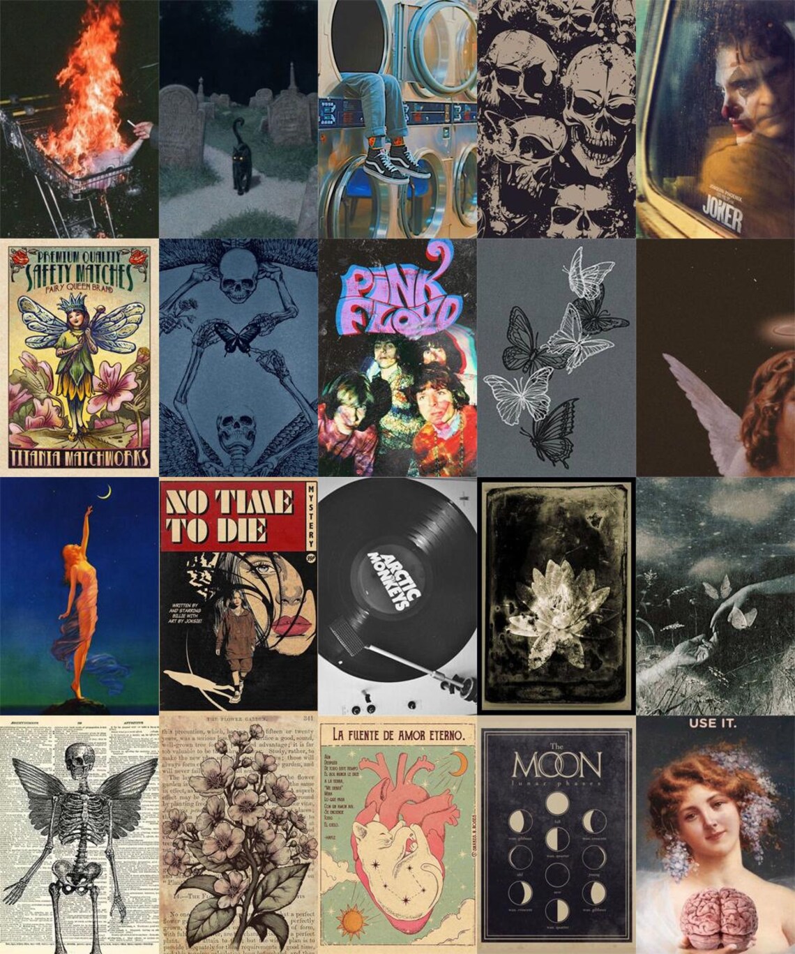 160 PCS Aesthetic Grunge Vintage Wall Collage Kit, Fairy Grunge Wall ...