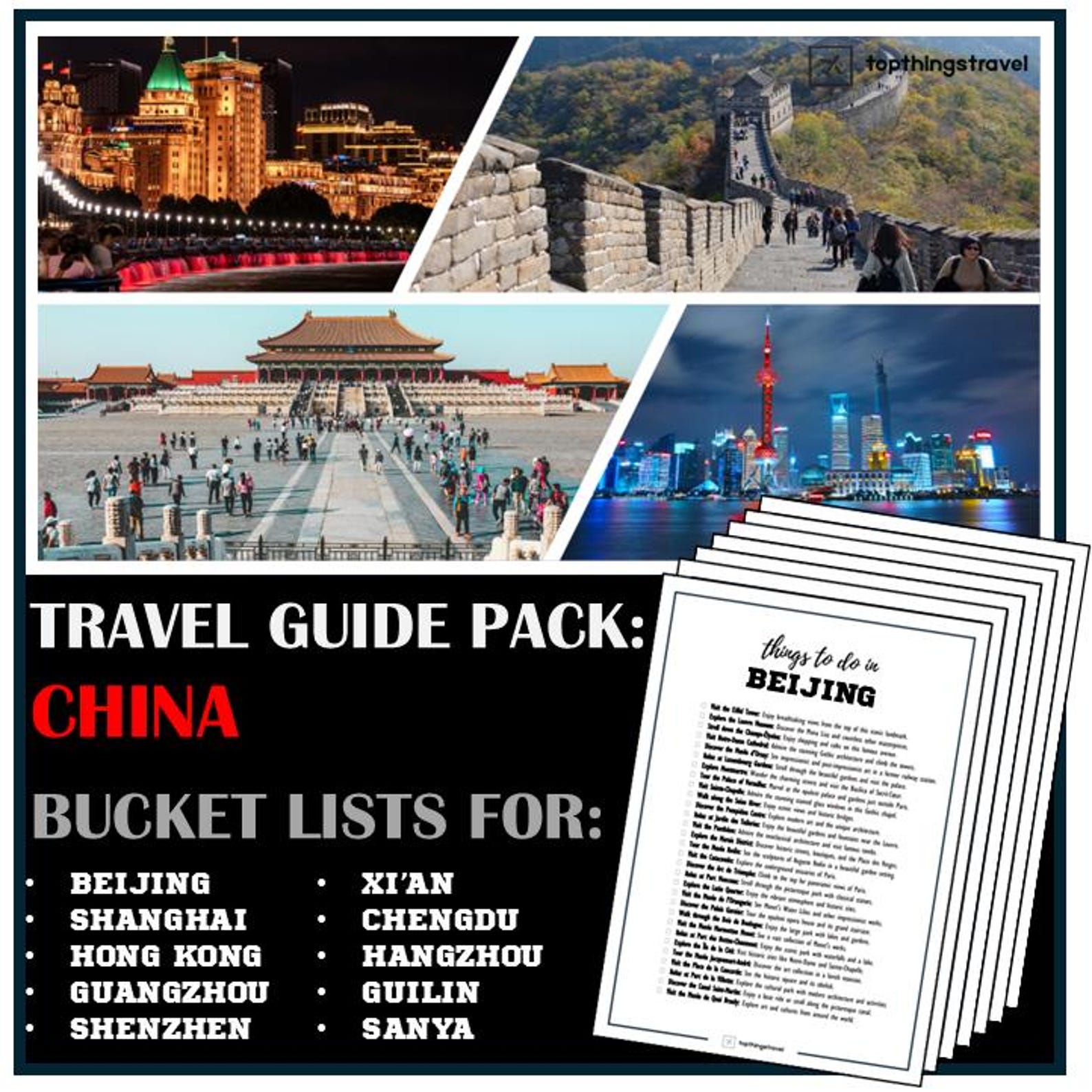 China Travel Planner Major Cities Digital Download Printable Travel ...