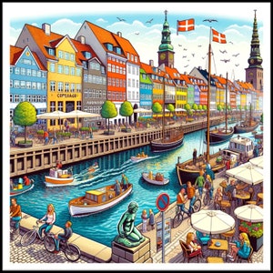 Copenhagen Cartoon, Copenhagen Printable, Copenhagen Print, Copenhagen ...