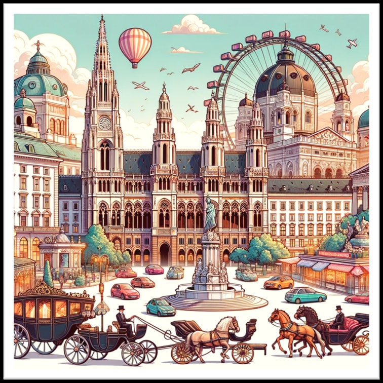 Vienna Cartoon, Vienna Printable, Vienna Print, Vienna Wallart, Vienna ...