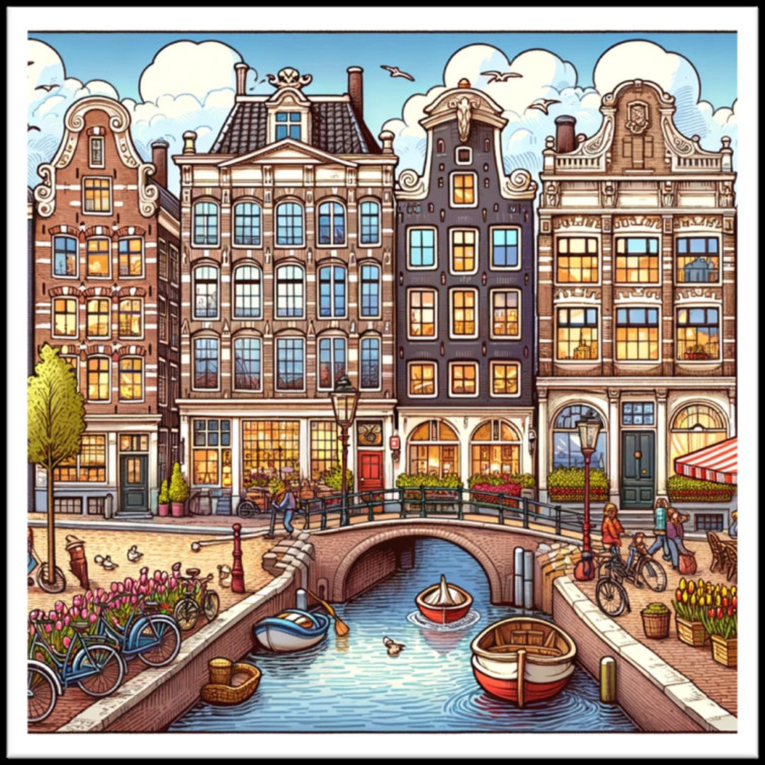 Amsterdam Cartoon, Amsterdam Printable, Amsterdam Print, Amsterdam ...