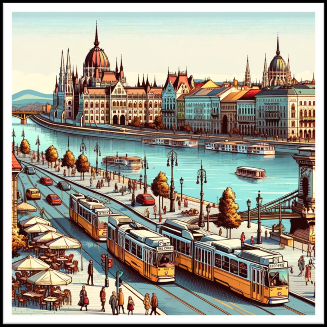 Budapest Cartoon, Budapest Printable, Budapest Print, Budapest WallArt ...