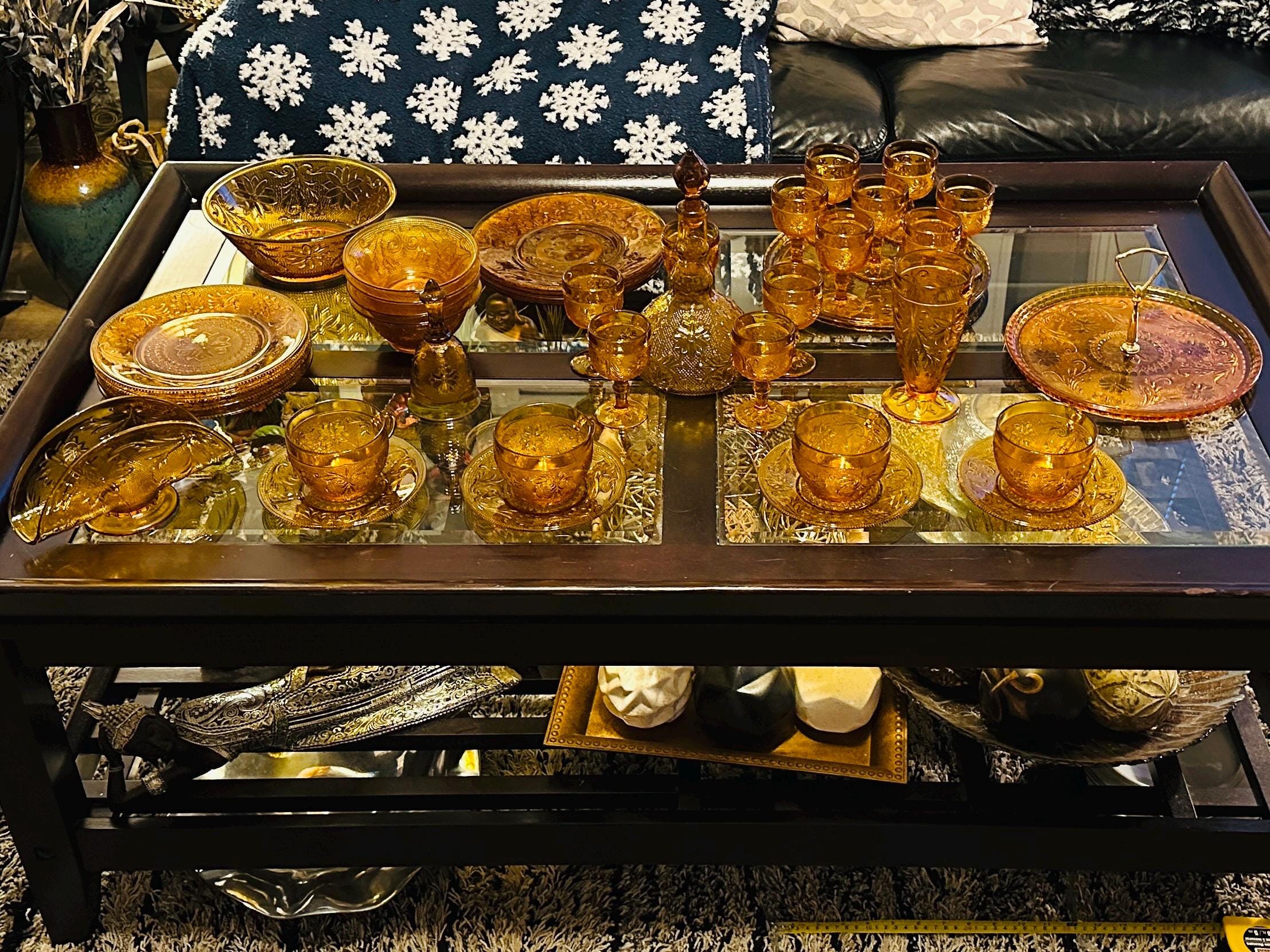Vintage Tiara Crystal Amber Glass 38-piece Dinnerware Set - Etsy