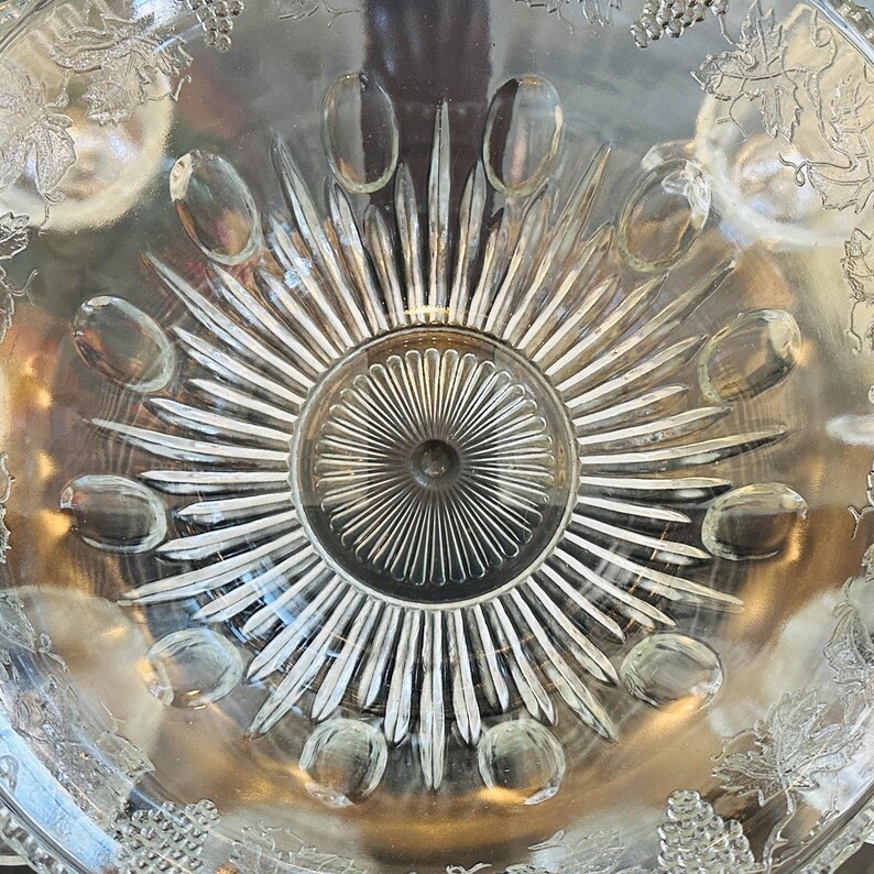 Vintage Indiana Glass Princess Punch Bowl Set – Clear Glass With 8 Cups ...