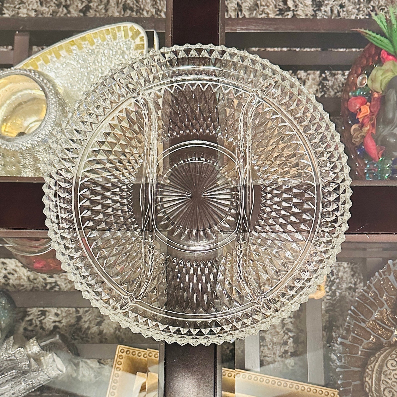 Vintage Indiana Glass Diamond Point Crystal Serving Platter – Elegant 3 ...