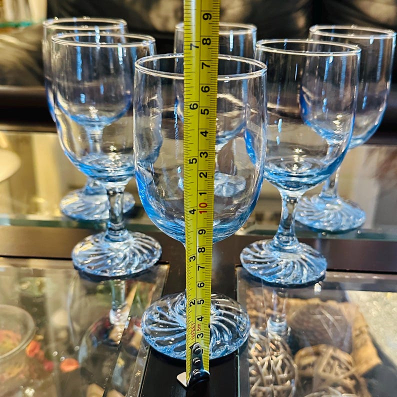 Vintage Libbey Blue Swirl Goblets – Mid-century Modern Drinkware (set ...