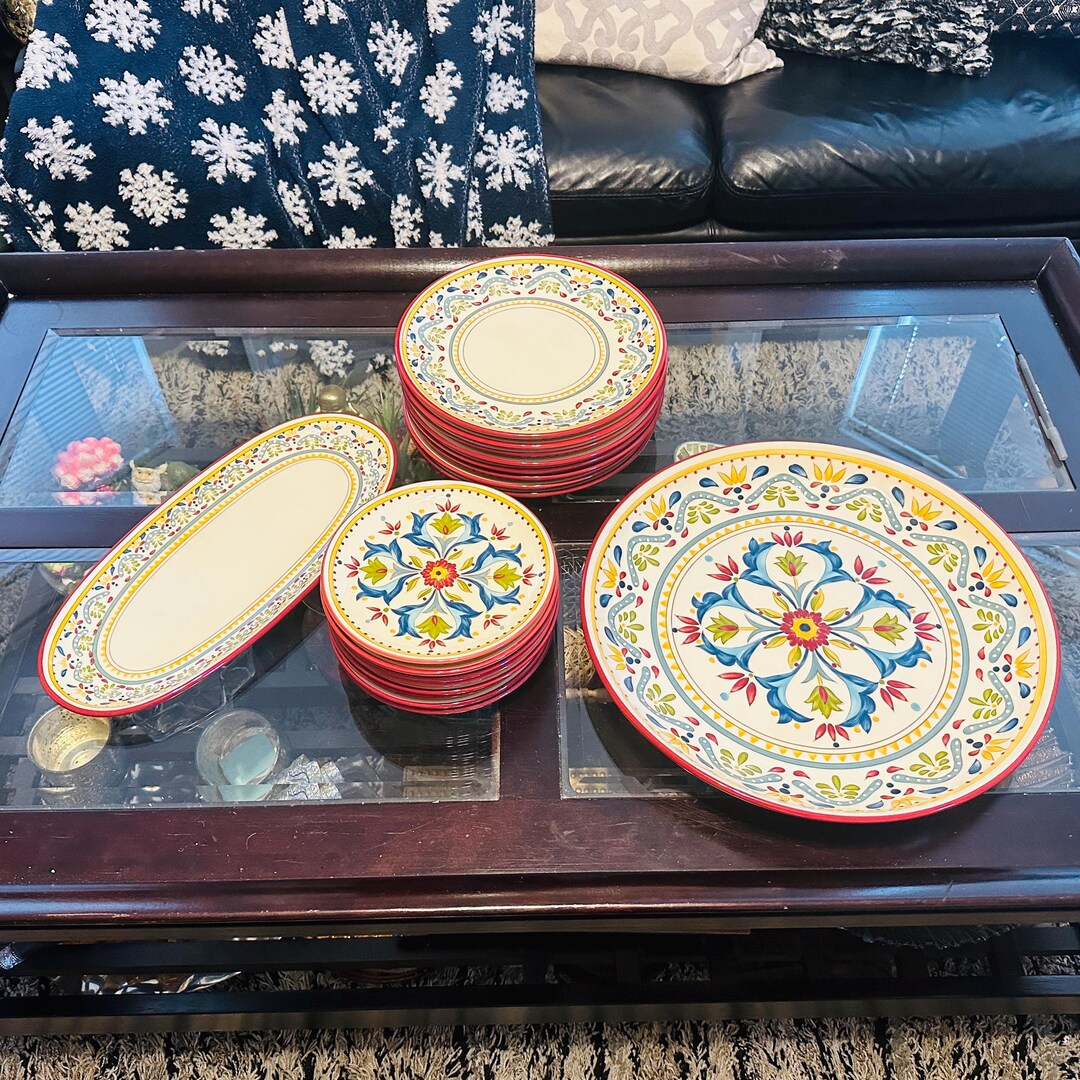 Bobby Flay Sevilla 10-piece Dinnerware Set – Rustic Stoneware Plates ...